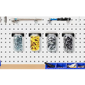 YEEPON mason jar racks, mason jar holders,mason jar holders for hanging,Stainless Steel Holder with 3 Mounting Options for Kitchen, Shelves and Cabinets,Wide Mouth（2Pack