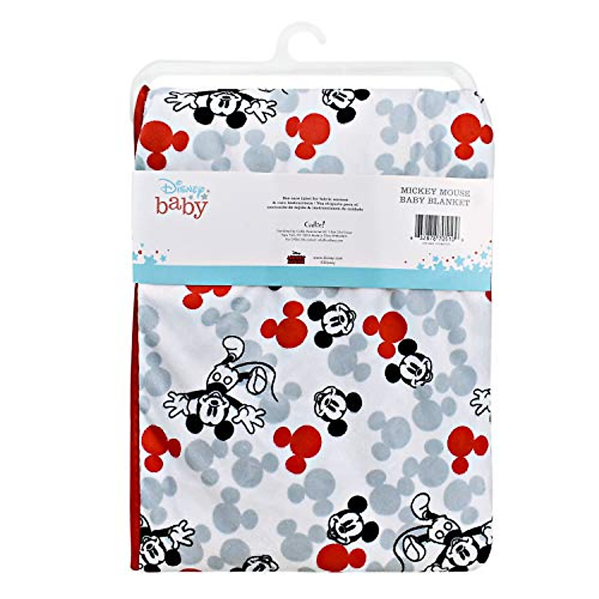 Cudlie Disney Baby Boy Mickey Mouse Double Sided Baby Blanket with Printed Mink Waffle & Satin Edge (30x40)