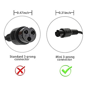 42V 2A Battery Charger for 36V Scooter Lithium Battery, Power Supply Adaptor with 8mm 3 Prong Connector