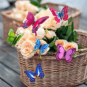 3D Butterfly Wall Decor Stickers, Double Wings Butterfly Decorations, 24pcs Removable Butterflies with Magnet, DIY Party Flower Decor Gift for Girls Dorm, Baby Kids Bedroom, Living Room