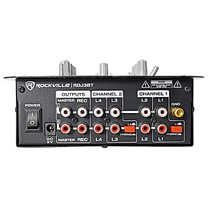 Rockville RDJ3BT 2 Channel DJ Mixer with USB, Bluetooth, Talkover, 4 Line Inputs