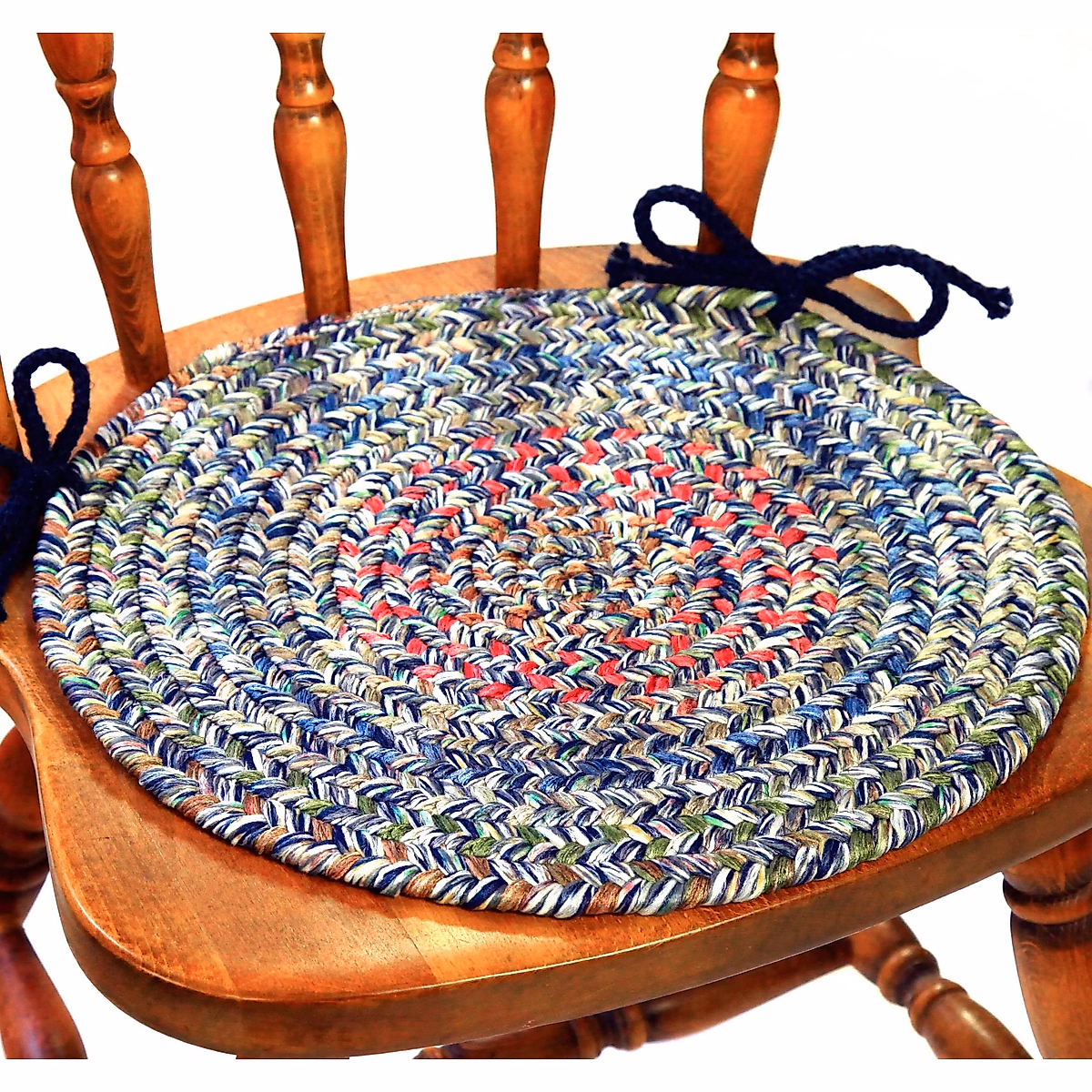 Rhody Rug Sophia SO45 Burgundy Red 15" x 15" Chair Pad Set-of-4 - Round Chair Cushion with Ties for Round Shaped Patios, Dining Room Seat - Seat Cushions, Ideal as Home Decor - Made in USA