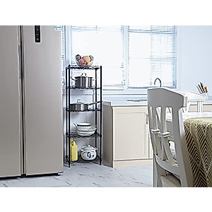 YOHKOH 5-Wire Shelving Metal Storage Rack Adjustable Shelves for Laundry Bathroom Kitchen Pantry Closet (16.6L x 11.8W x 48H, Black)