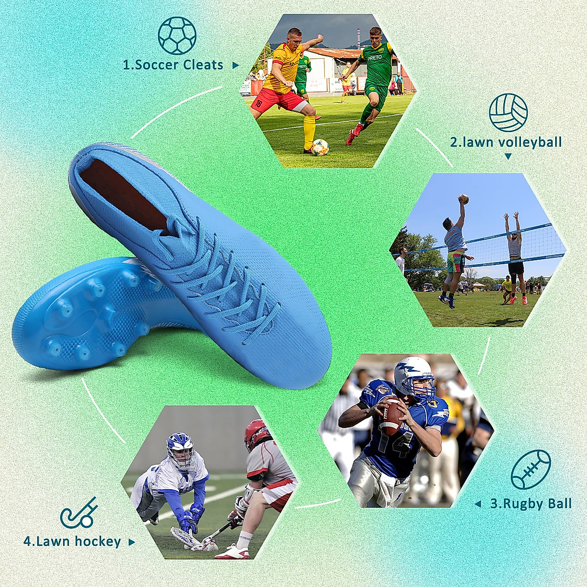 Soccer Cleats Mens Football Cleats Women Tacos de Futbol para Hombre Soccer Shoes for Big Boy Tacos de Futbol Zapatos de Futbol para Hombres Outdoor Soccer Shoes High Top Football Boots AG/FG