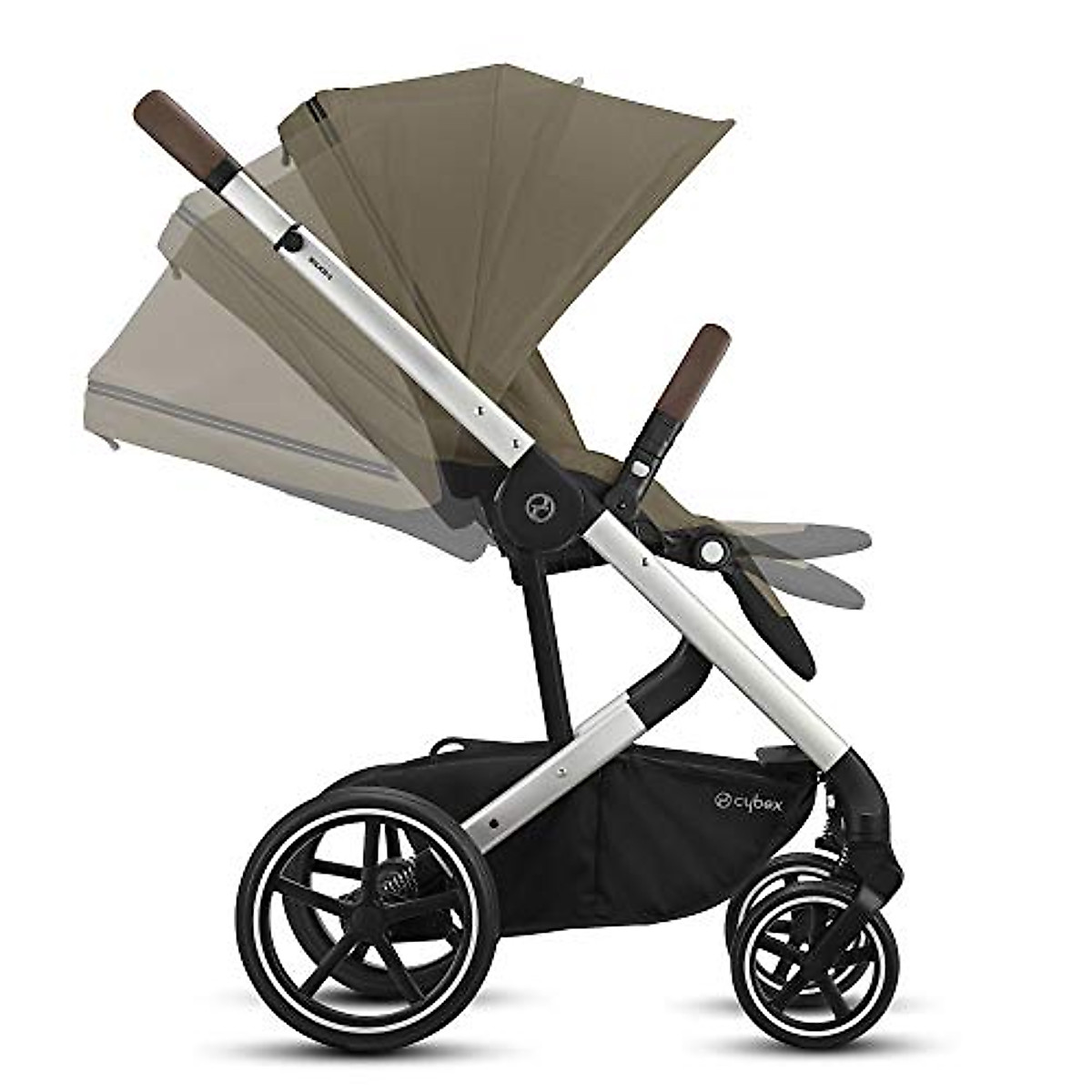 Cybex Balios S Lux Stroller FrontFacing or ParentFacing Seat Positions OneHand Fold Multiposition Recline Adjustable Leatherette Handlebar Infant Stroller for 6 Months+, Classic Beige