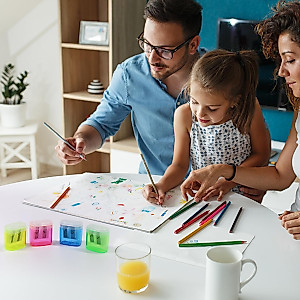 ForTomorrow Manual Pencil Sharpener Bulk - 24 Pack Small Colored Handheld Dual Hole Pencil Sharpeners with Lid for Kids, School Classroom