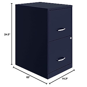 Lorell 2-Drawer File Cabinet, 14.2" x 18" x 24.5", Navy