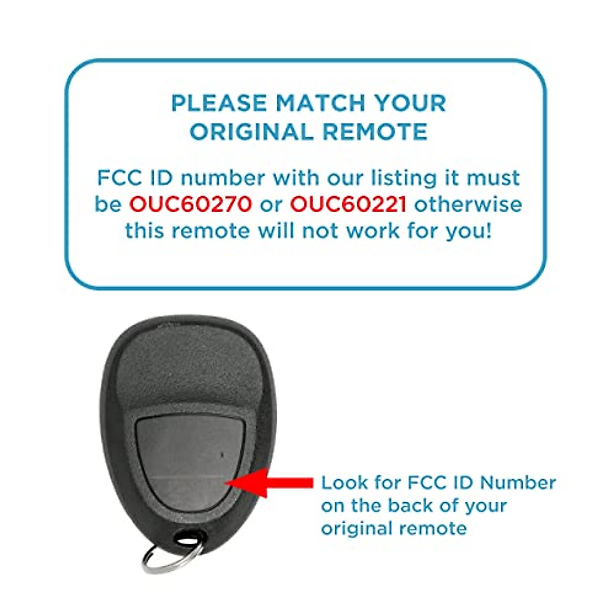 Keyless2Go Replacement for Keyless Entry Car Key Vehicles That Use 4 Button 15913421 OUC60270, Self-programming - 2 Pack