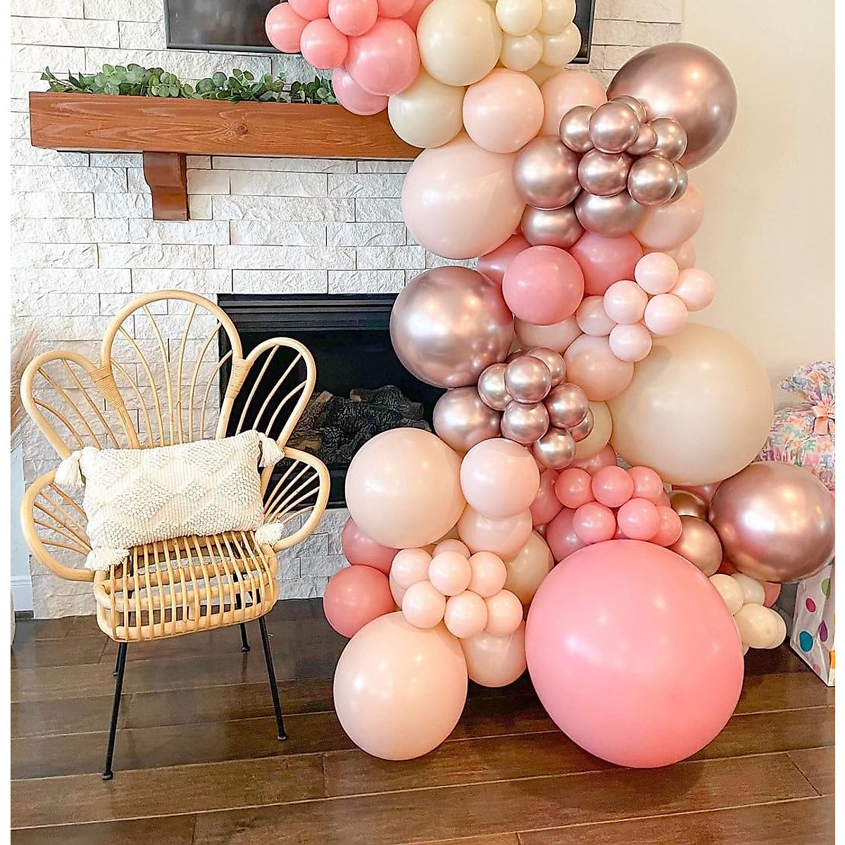 Retro Blush Pink Party Balloons, 60Pcs 12Inch Dusty Pink Metallic Chrome Rose Gold Balloons Beige Blush Latex Balloons for Birthday Wedding Baby Shower Party Decoration
