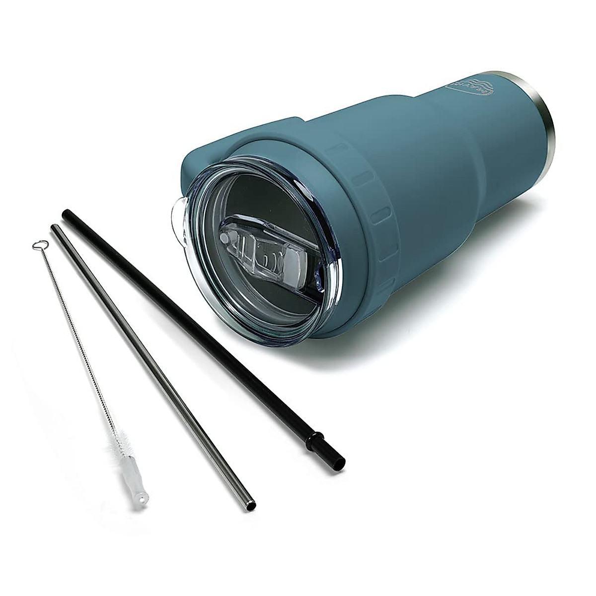 Mayim Traveler 40oz Tumbler with Handle and 2-in-1 Straw Lid, Insulated Leak Proof Double Walled Stainless Steel Coffee Travel Mug - Maintains Cold, Heat, and Ice for Hours (Storm)