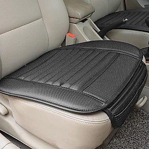 zipelo 2 Pack Car Seat Covers for Front Seats, Breathable Leather Cushion Protector, Anti-Slip Driver Seat Padded with Storage Pockets, Auto Interior Decoration for Most Vehicles (Black)