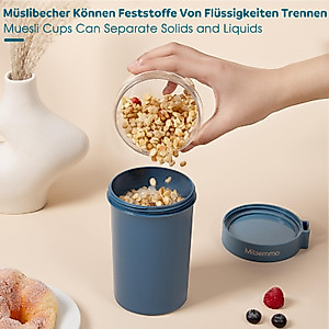 Yogurt Pot Parfait Cups With Lids and Spoons,Snack Cup Breakfast On The Go,Portable Cereal Container To Go,Travel Cereal Bowl and Milk Container,Overnight Oats Porridge Containers & Granola Holder