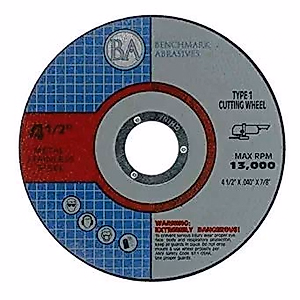 Benchmark Abrasives 4-1/2" Aluminum Oxide Quality Thin Cut Off Wheel for Metal and Stainless Steel 7/8" Arbor, Fiberglass Iron Cutting Wheel Use with Grinder - 50 Pack