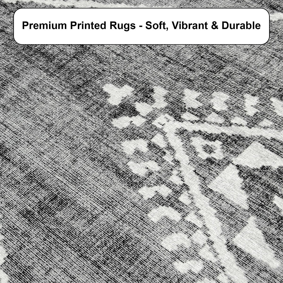ReaLife Machine Washable Area Rug Runner - Living Room Bedroom Bathroom Kitchen Entryway Office - Padded Low Pile Stain Resistant Premium - Moroccan Diamond Tribal - Jax - Gray 3' x 5'
