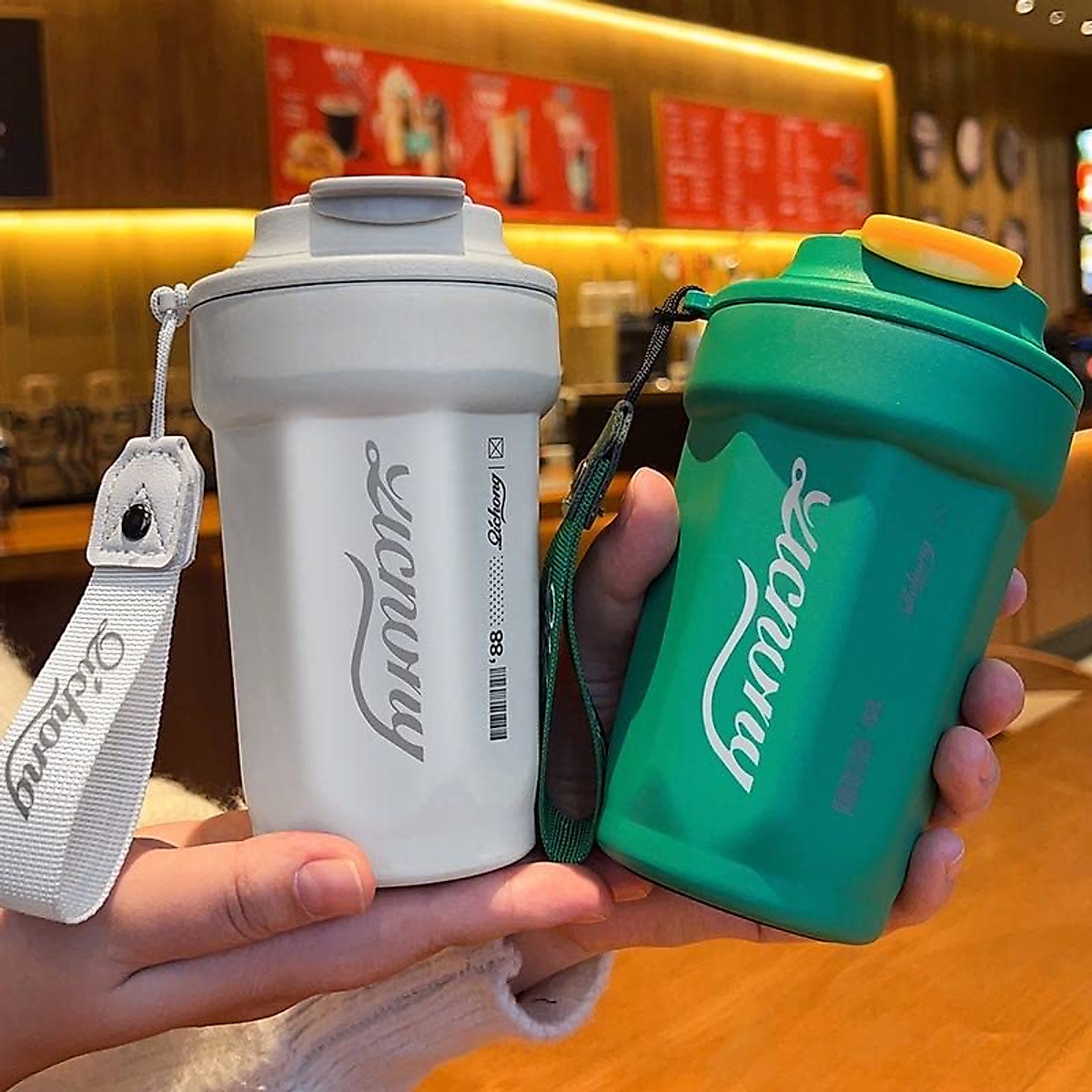 16 oz New 316 Stainless Steel Vacuum Insulated Tumbler - Coffee Travel Mug Spill Proof with Lid - Thermos Cup for Keep Hot/Ice Coffee,Tea and Beer (B)