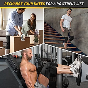 CAMBIVO Knee Braces for Knee Pain, 2 Pack Knee Compression Sleeves, Knee Support with Side Stabilizers & Patella Gel Pad for Workout, Knee Pain Relief, Arthritis（X-Large, STS-Black）