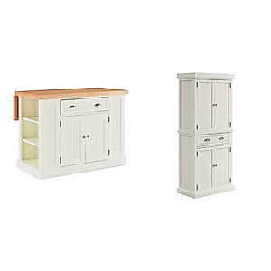 homestyles Nantucket Off-White Kitchen Island and Homestyles Nantucket Pantry, 30", Off White
