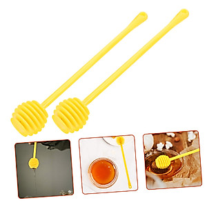 ORFOFE 6pcs Honey Extractor Honey Mixing Stirrer Honey Drizzle Stick Honey Stirring Stick Honey Mixing Sticks Honey Dipper Honeycomb Stick Honey Comb Wand Honey Bee Abs Yellow re-usable