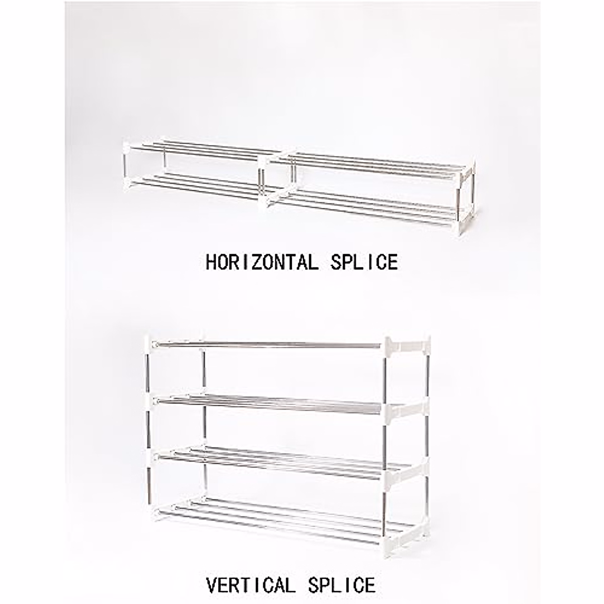 JAUZVIL Expandable Shoe Racks Metal Free Standing Shoe Shelf Shoe Storage Organizer For Entryway Closet (White, 4 Tiers)