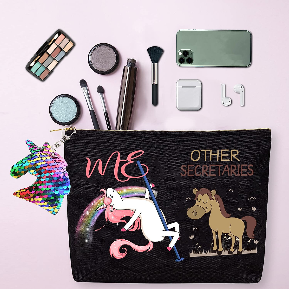 BoomBoomGifts Secretary's Day Gifts,Other Secretary Me Unicorn Makeup Bag Gifts,Other Secretary You Unicorn Gifts,Secretary Make up Bag,Other Secretary me Unicorn Mirror,Secretary Cosmetic Bag