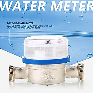 Dry Water Meter 15mm 1/2" Single Water Flow Table Measuring Tools for Home Garden Boundary Flow 0.05m3 / h