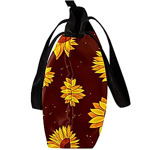 Women's Large Size Canvas Shoulder Bag Hobo Crossbody Handbag Casual Tote, Sunflower Brown