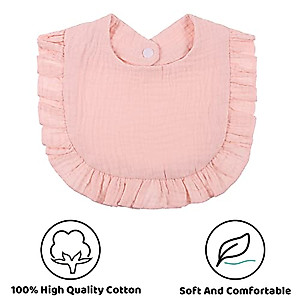 QUEEN KING 6 Pack Baby Bibs, Muslin Bandana Drool Bibs for Boys Girls, Adjustable Soft & Absorbent lace Feeding Bibs for Teething and Drooling Multi-Use Scarf Bibs