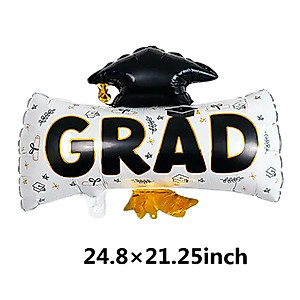 AVMBC Graduation Diploma Balloons, Graduation Cap Balloons, Graduation Hat Balloon, Graduation Congrats Grad Foil Balloon for Graduation Party Decorations Supplies 3Pcs