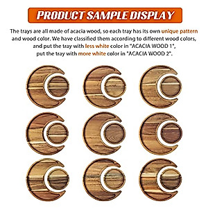Moon Tray Acaica Wood Crystal Holder for Stones Healing Crystals Storage and Organizer Crescent Bowl Witchy Crystal Display Essential Oil Holder Moon Jewelry Dish (Acacia Wood 1)