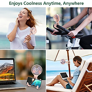 snawowo Mini Handheld Personal Portable Fan, Baby Stroller Fan, Car Seat USB or Battery Powered, with Flexible Tripod Clip on Student Bed Desk Bike Crib Treadmill Camping Traveling(Pink)