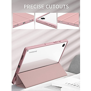 MoKo Case Fits Samsung Galaxy Tab A8 10.5 Inch 2022 (SM-X200/SM-X205/SM-X207), Tablet Case Transparent Back Cover with Auto-Wake Fit Samsung Galaxy Tab A8 2022, Pink