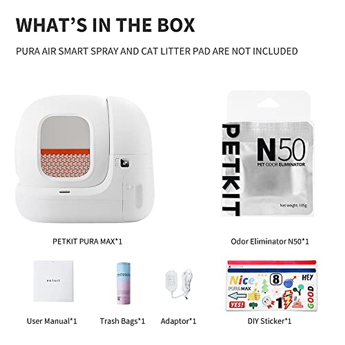 PETKIT PuraMax Self Cleaning Cat Litter Box with N50 Odor Eliminator,The New Version Automatic Cat Litter Box for Multiple Cats, Large Space/xSecure/APP Control