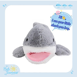 XZR Cute Pen Bag Case Box Stocking Stuffers Cute Creative Animal Cartoon Large Capacity Shark Bird Zipper Organizer Storage Bag Box Nice Gift (Shark)