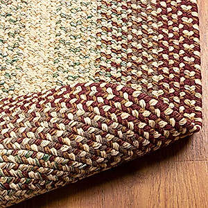 Super Area Rugs Braided Rugs Farmhouse Kitchen Rug - Ridgewood Braided Rug for Living Room - Reversible - Washable - Made in USA - Burgundy/Beige, 2' X 3' Oval