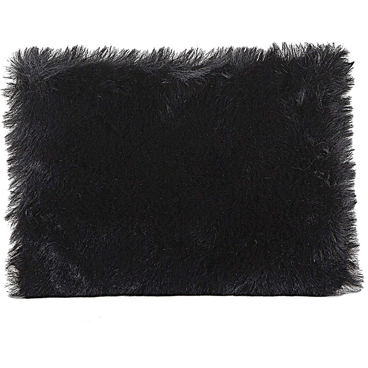 Luxe L 100% Faux Fur Clutch Handbag for Women Soft Modern Purse Wallet with 2-Zippered Compartments, Black