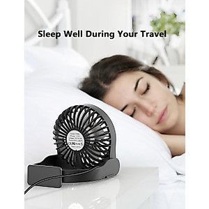 GRANDFAST Small Desk Fan, 3 Speeds Silent Travel Fan, Portable mini Desktop Fan, 180° Foldable Table Fan, USB Powered Cooling Fan for Bedroom Home Office Outdoor Trip