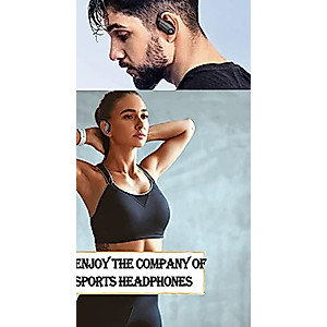 Bluetooth Headphones Wireless Earbuds 48hrs Playback IPX7 Waterproof Earphones Over-Ear Stereo Bass Headset with Earhooks Microphone LED Battery Display for Sports/Workout/Gym/Running GNMN Black