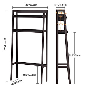HITHOS Over The Toilet Storage Rack, 2-Tier Freestanding Bathroom Organizer, Wooden Bathroom Space Saver Toilet Rack for Home Office, Dark Brown
