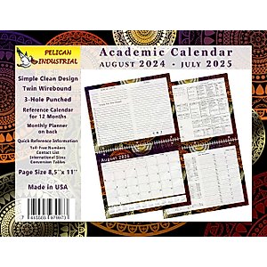 2024-2025 Academic Year 12 Months Student Calendar/Planner for Wall & Desk & 3-Ring Binder, for School, Teacher, Student (Fractal Edition #015)