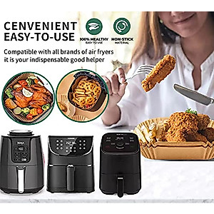 Air Fryer Liners, 100Pcs Air Fryer Liners Disposable, Air Fryer Parchment Paper Liners For Air Fryer, Baking, Roasting Microwave. (8 Inch)