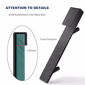 LuxLumin Shower Door Hooks, 7.5 Inches Over The Door Towel Hooks Hanger Extended for Bathroom Frameless Glass Door, Robe Sponge Bath Hook Stainless Steel Black 3 Pack