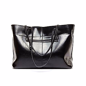 Covelin Women's Handbag Genuine Leather Tote Shoulder Bags Soft Hot Black