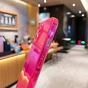 OWLSTAR Compatible with iPhone 13 Pro Max Case, Cute Neon Clear Soft Phone Case for Women and Girls, Flexible Slim TPU Shockproof Transparent Bumper Protective Cover (Hot Pink)