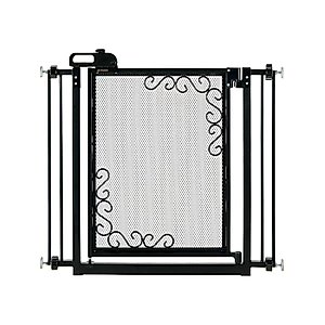 Richell - One-Touch Metal Mesh Pet Gate (94940) Black Pet Gate, Medium