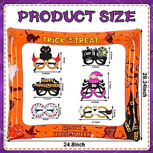 VOCOOL Halloween Photo Booth Props and 6 Pcs Halloween Glitter Glasses Halloween Baby Shower Decoration Halloween Photo Props Frame Halloween Games Birthday Party Favors Supplies (One Size Fits All)
