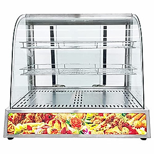 TECHTONGDA Commercial Countertop Food Display Case Electric Food Warmer Case for Pizza Dessert Food Display Cabinet 3 Tiers 700W