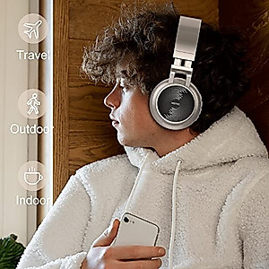 REETEC Wireless Bluetooth Headphones Over Ear - [7 LED Lights Display] Foldable Hi-Fi Stereo Deep Bass Wired and Wireless Headphones with Microphone for iPhone, iPad, Laptop, PC, SD/TF - Golden