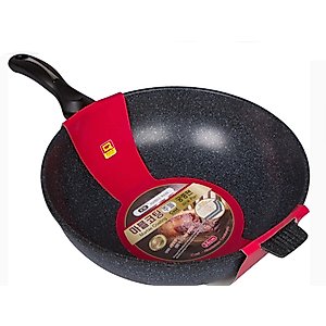 Ceramic Marble Coated Cast Aluminium Non Stick Wok 34 cm (13 1/2 inches)