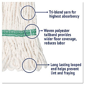 Boardwalk 502WHCT Super Loop Wet Mop Head, Cotton/Synthetic, Medium Size, White, 12/Carton