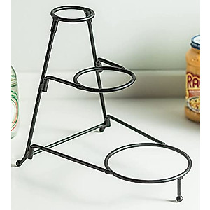 YHOSSEUN 3 Tier Serving Stand Tiered Oval Bowl Stand with 3 Oval Porcelain Serving Bowl Set with Collapsible Thicker Sturdier Metal Rack (Black)